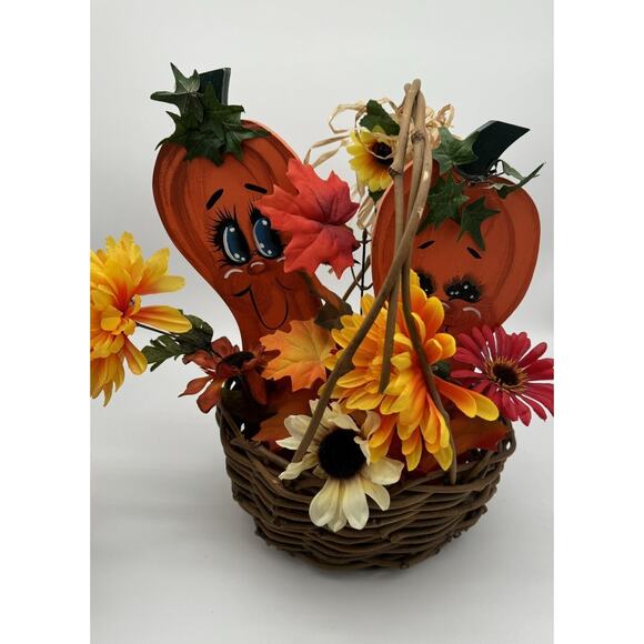 Holiday | Vtg Ooak Hand Painted Adorable Wood Smiling Pumpkin Fall ...